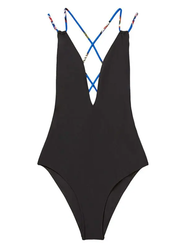Emilio Pucci Printed Straps Swimsuit - Black