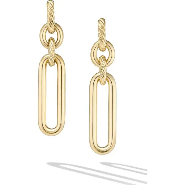 David Yurman Lexington Double Link Drop Earrings - 18k Yellow Gold