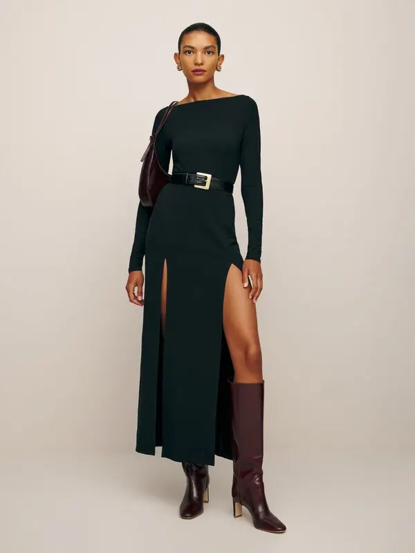 Reformation Angeline Knit Dress - Black | Editorialist