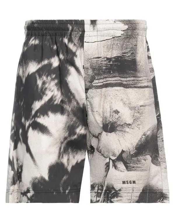 MSGM Printed Cotton Bermuda Shorts - Grey