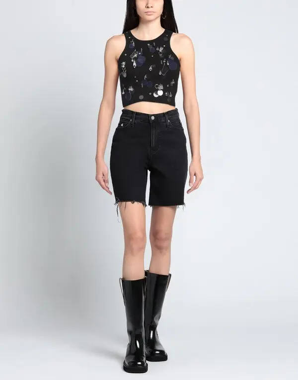 MSGM Appliquéd Crop Top - Black