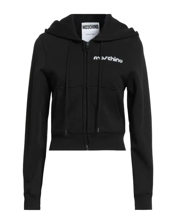 Moschino Cotton French Terry Zip-up Hoodie - Black