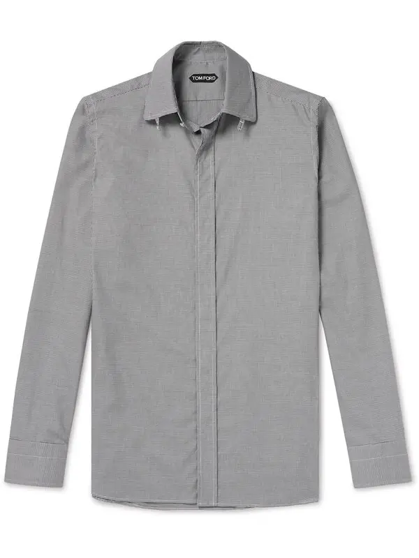 TOM FORD Slim-fit Gingham Cotton-poplin Shirt - Gray
