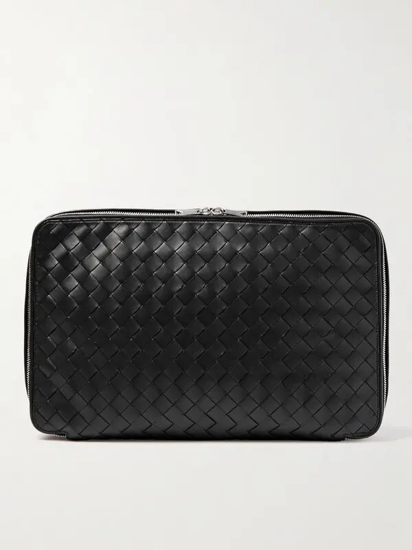 Bottega Veneta Intrecciato Leather Shirt Holder - Black
