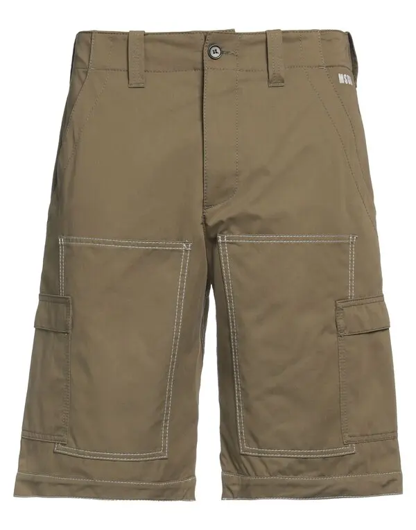 MSGM Gabardine Cargo Shorts - Green