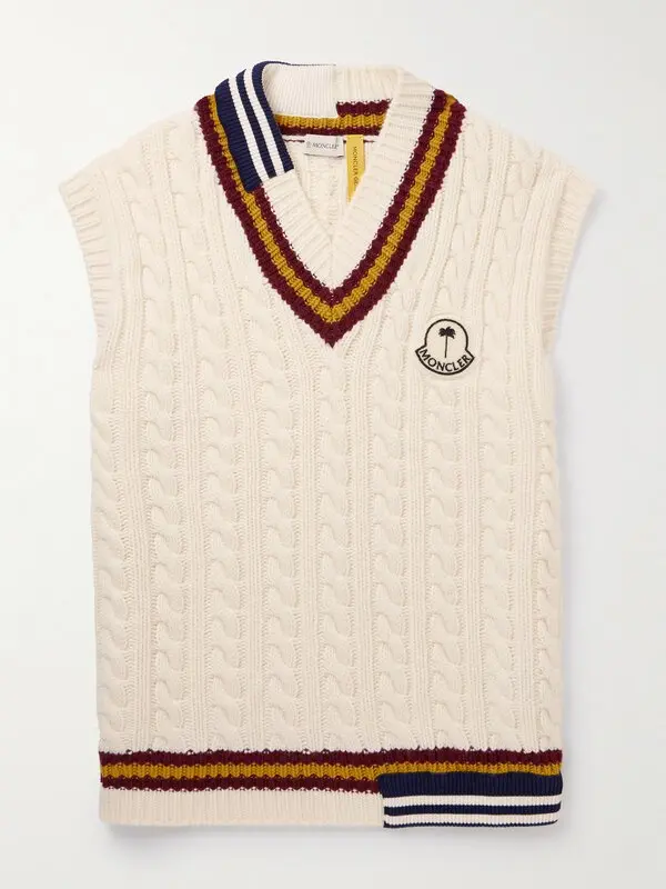 Moncler Palm Angels Cable-knit Wool Sweater Vest - Neutrals