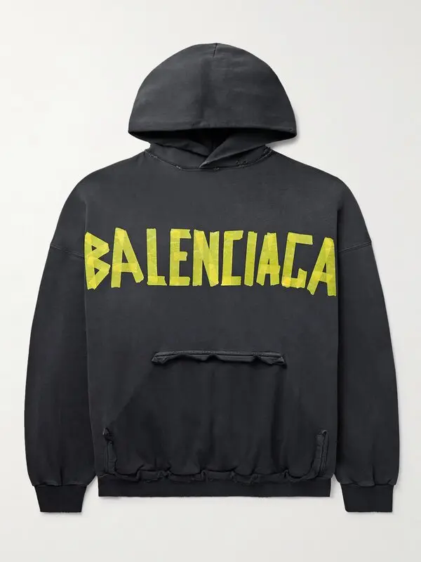 Balenciaga Tape Type Oversized Distressed Hoodie