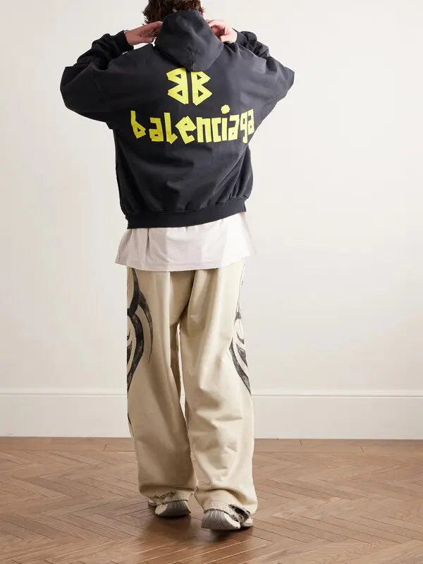 Balenciaga Tape Type Oversized Distressed Hoodie