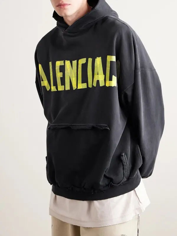 Balenciaga Tape Type Oversized Distressed Hoodie