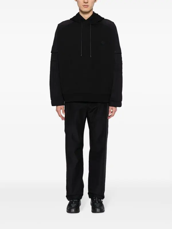 SPOONYARD Logo-patch Panelled Hoodie - Black
