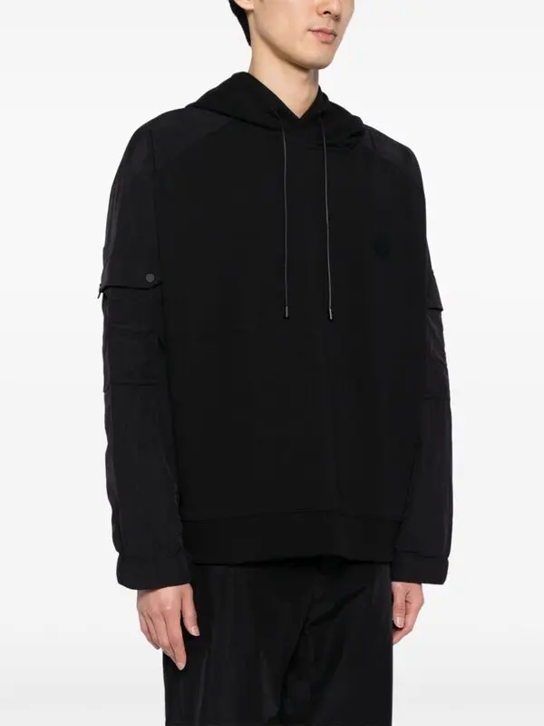 SPOONYARD Logo-patch Panelled Hoodie - Black