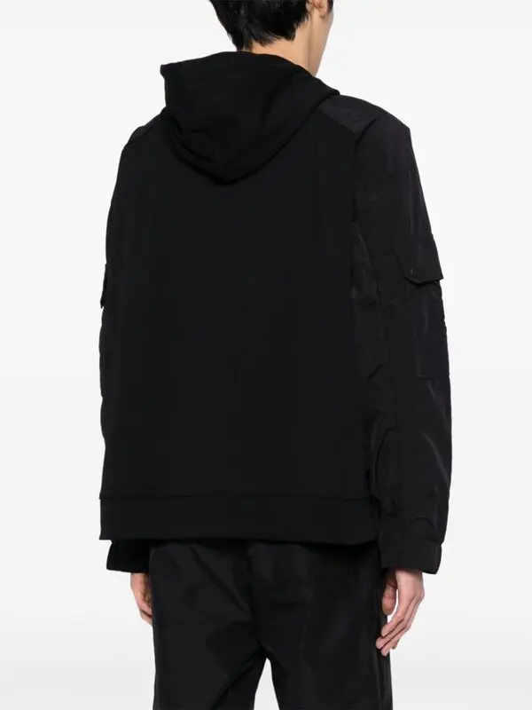SPOONYARD Logo-patch Panelled Hoodie - Black