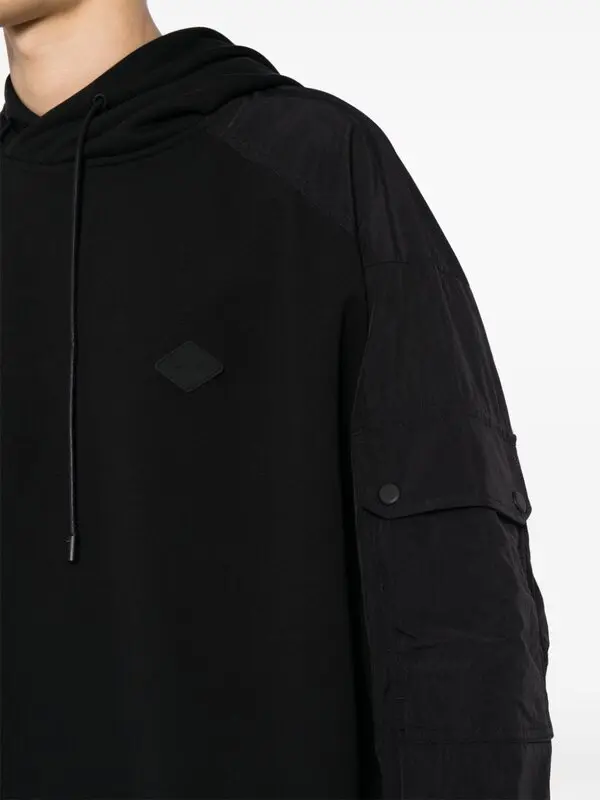 SPOONYARD Logo-patch Panelled Hoodie - Black