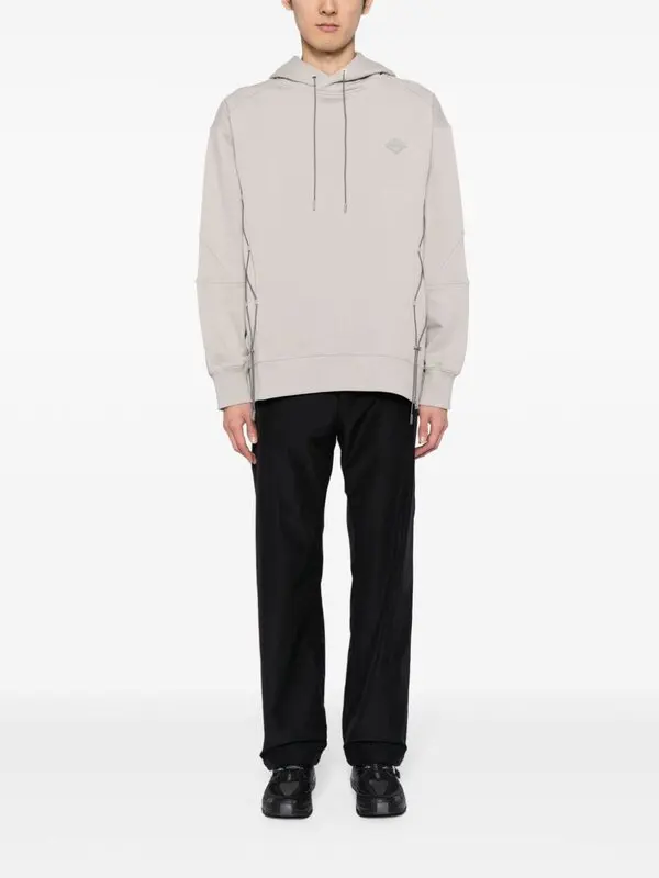 SPOONYARD Cotton Hoodie With Lace-up Detailing - Neutrals