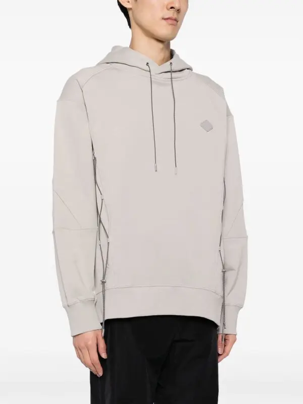 SPOONYARD Cotton Hoodie With Lace-up Detailing - Neutrals