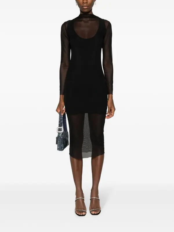 Alchemy Fashions Semi-sheer High-neck Midi Dress