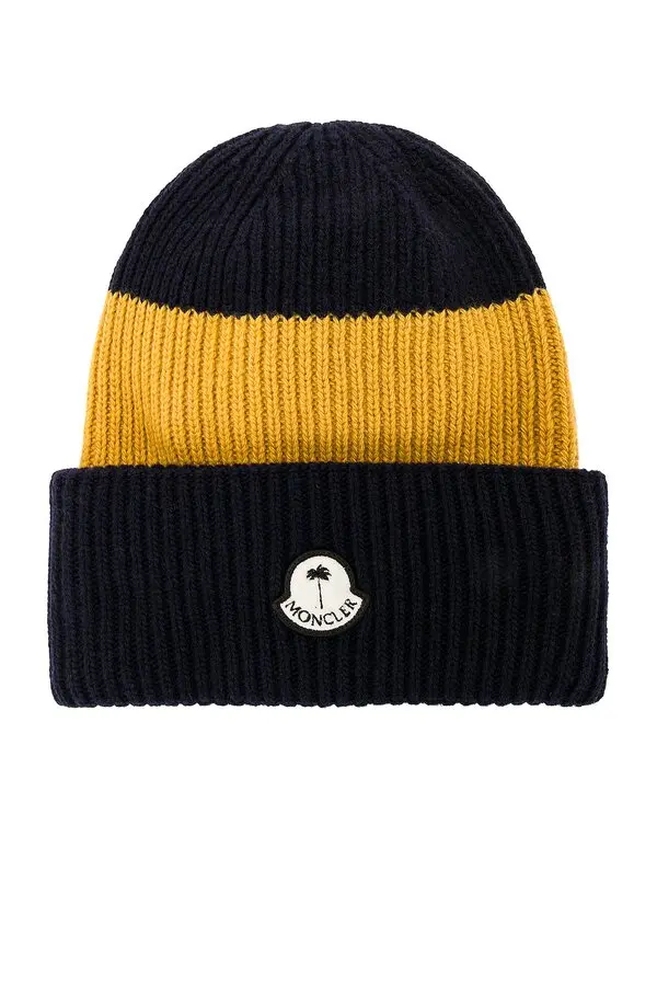 Moncler X Palm Angels Beanie - Navy Yellow Stripe