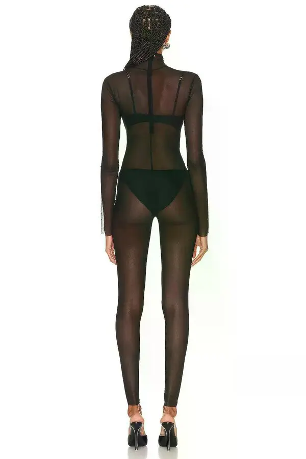 Norma Kamali Long Sleeve Slim Fit Turtleneck Catsuit - Black
