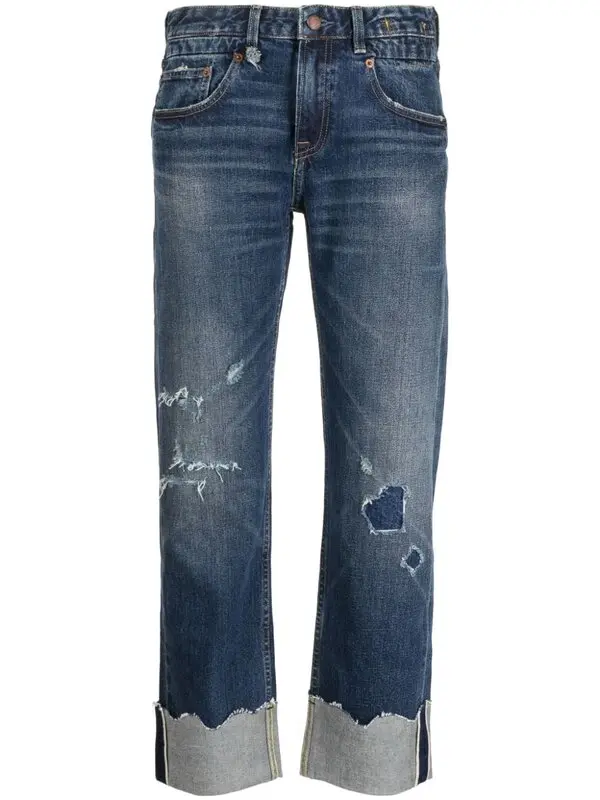 R13 Ripped Straight-leg Jeans - Blue