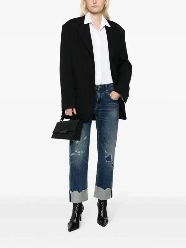 R13 Ripped Straight-leg Jeans - Blue