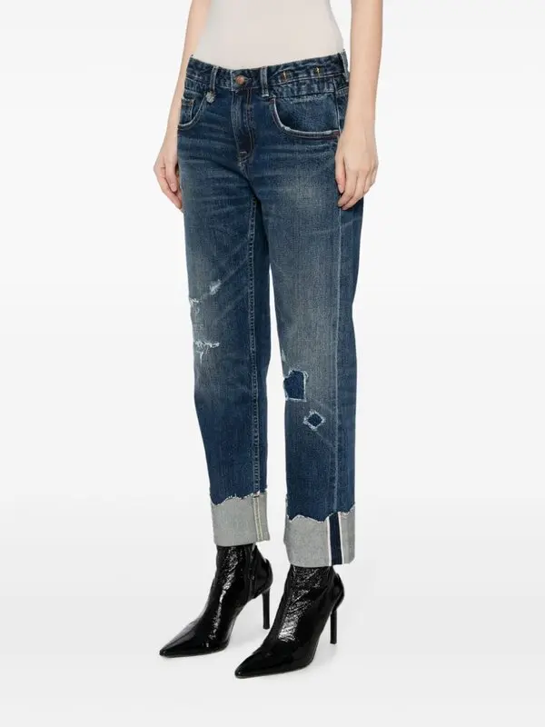 R13 Ripped Straight-leg Jeans - Blue