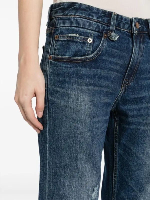 R13 Ripped Straight-leg Jeans - Blue