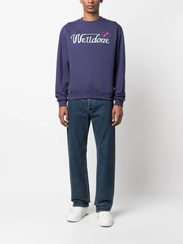 We11Done Logo-print Cotton Sweatshirt - Blue