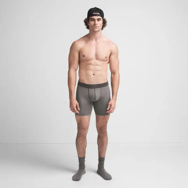 SKIMS Cotton 5 Inch Boxer Brief - Washed Gunmetal