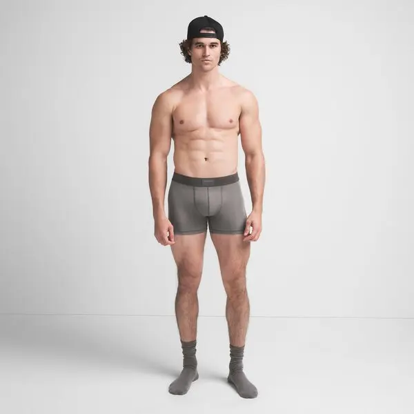 SKIMS Cotton 3 Inch Boxer Brief - Washed Gunmetal