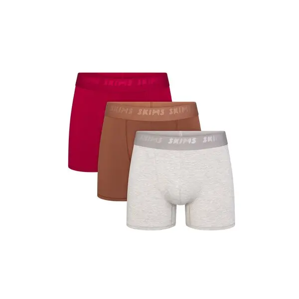 SKIMS Stretch 3 Inch Boxer Brief 3 Pack - Wood Multi