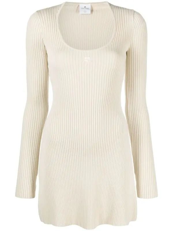 COURREGES Logo-embroidered Rib Knit Dress