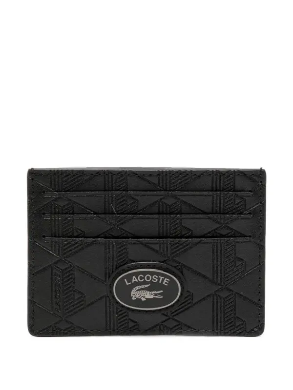Lacoste Monogram-print Leather Card Holder - Black