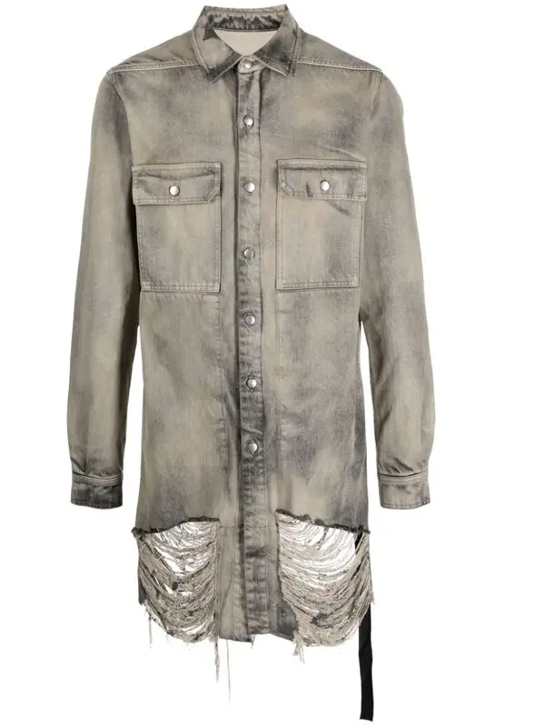 Rick Owens Frayed Distressed-effect Denim Jacket