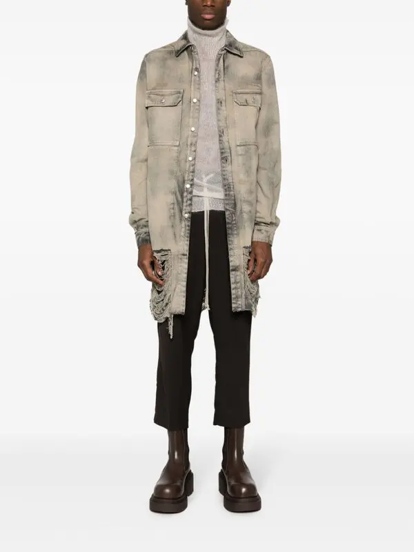 Rick Owens Frayed Distressed-effect Denim Jacket