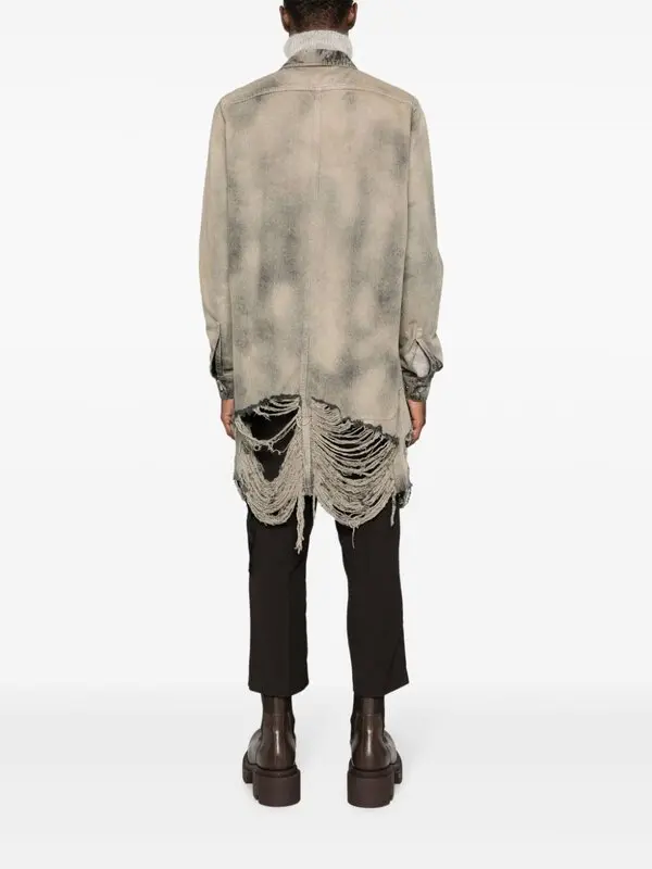 Rick Owens Frayed Distressed-effect Denim Jacket