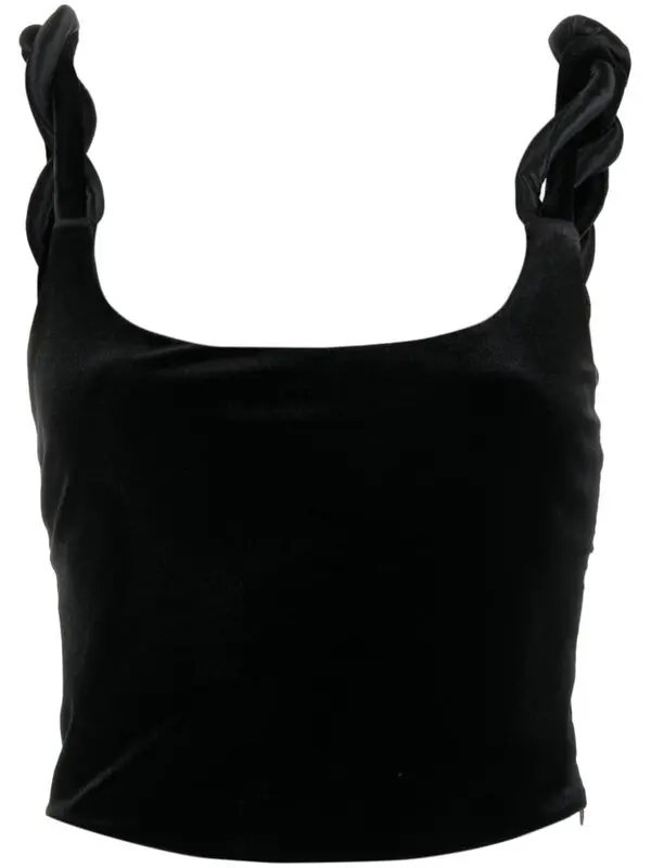 Emporio Armani Twisted-straps Velvet Cropped Top