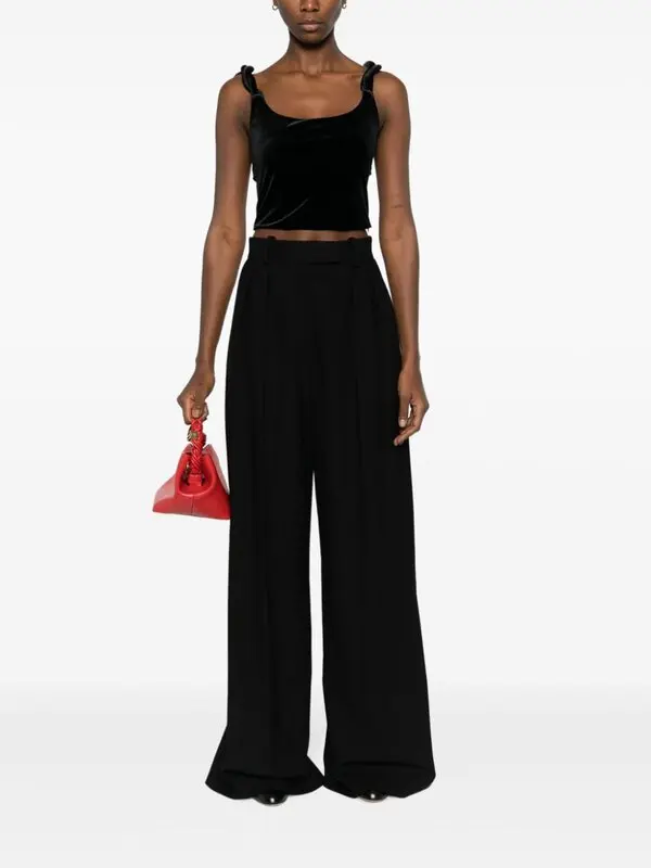 Emporio Armani Twisted-straps Velvet Cropped Top