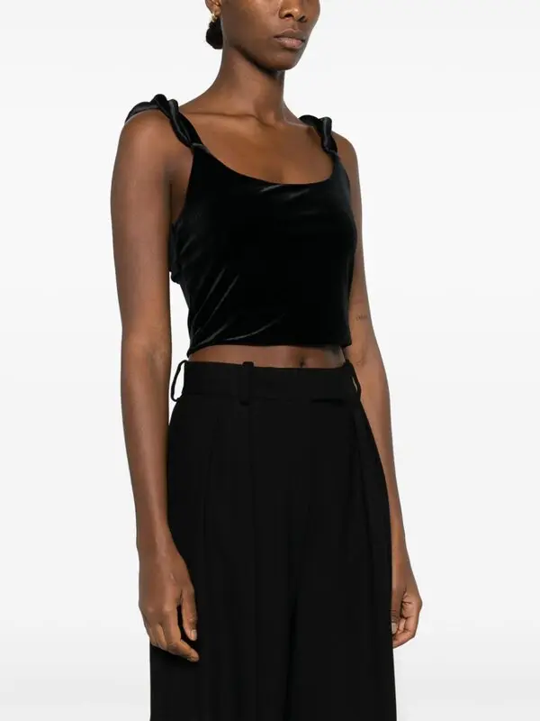Emporio Armani Twisted-straps Velvet Cropped Top