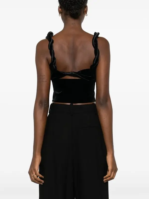 Emporio Armani Twisted-straps Velvet Cropped Top