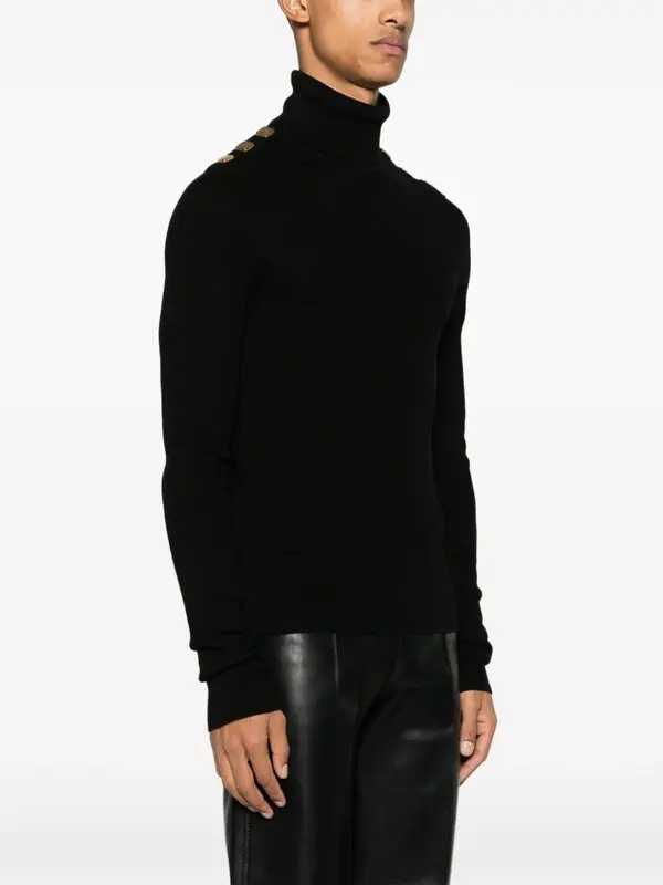 Balmain Decorative-buttons Wool Jumper - Black
