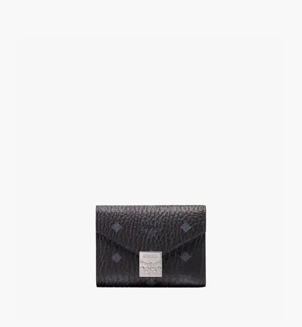 Mcm Tracy Trifold Wallet In Visetos - Black