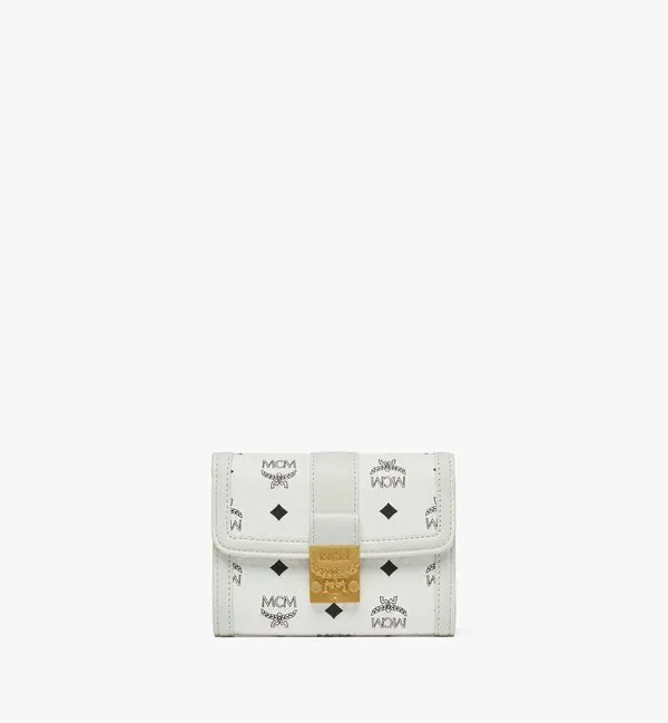 Mcm Tracy Trifold Wallet In Visetos - White