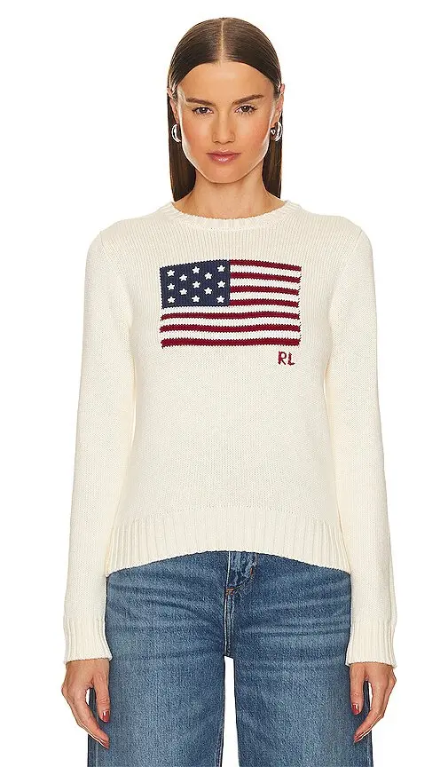 Polo Ralph Lauren Flag Detail Pullover - Cream
