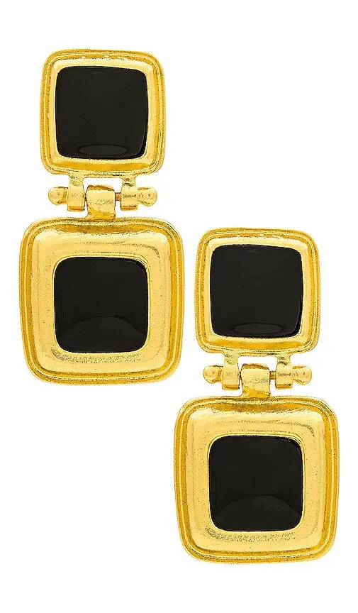 8 Other Reasons Art Deco Dangle Earrings - Black & Gold