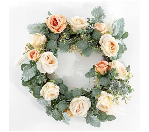 SAFAVIEH Faux 24' Rose & Eucalyptus Wreath - One-color