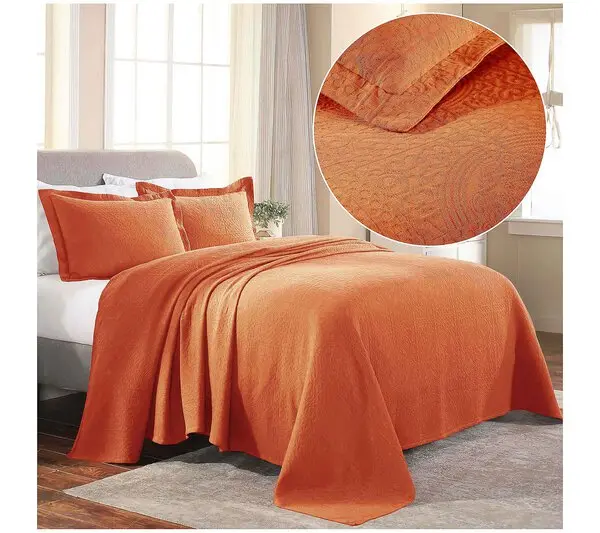 SUPERIOR Cotton 3pc Bedspread Set, King - One-color