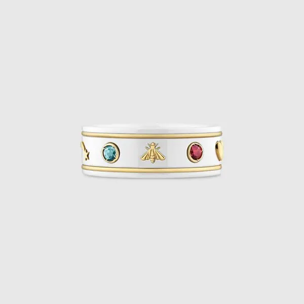 Gucci Icon 18k Ring With Gemstones - Yellow Gold