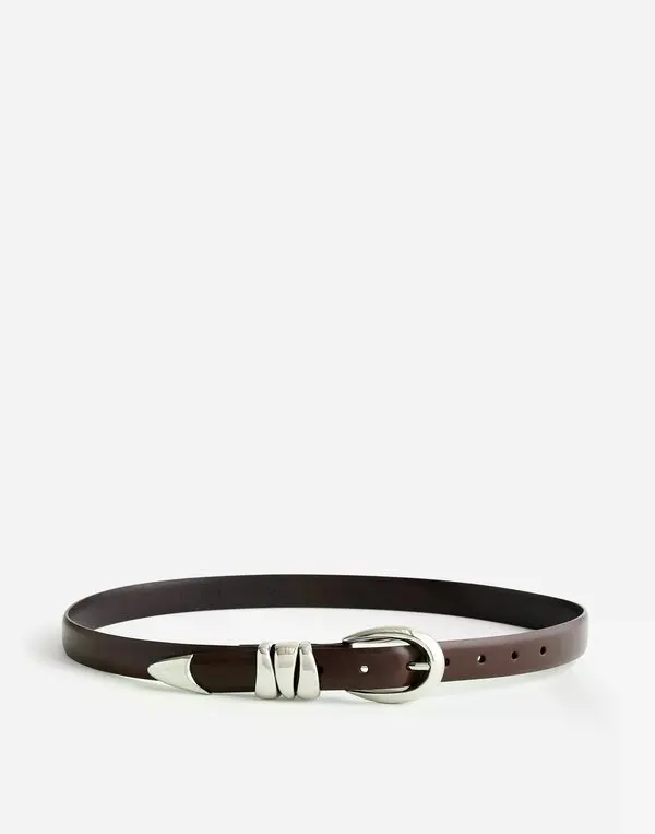 Madewell Triple Metal Keeper Leather Belt - Dark Carob