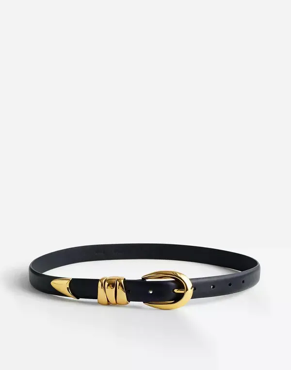 Madewell Triple Metal Keeper Leather Belt - True Black