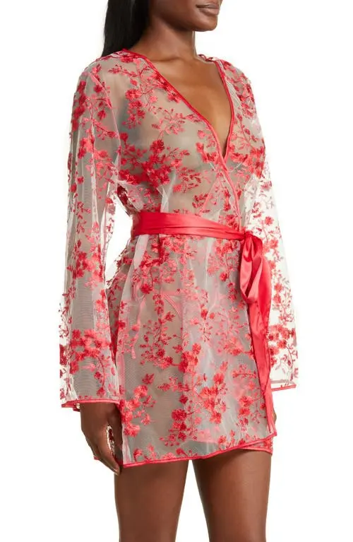 COQUETTE Floral Embroide Sheer Mesh Robe